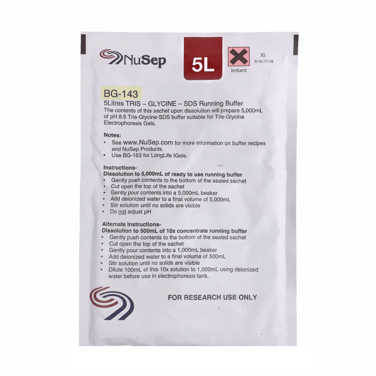 Tris-Glycine SDS Running Buffer 5L Sachet | NuSep – NuSep
